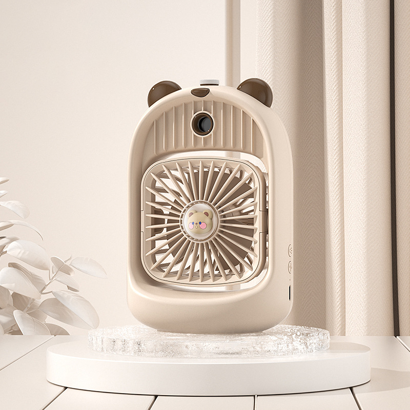 Ледяная точка спрей настольный маленький вентилятор, гидратации и влаги быстрое охлаждение медведь вентилятор, прохладный четырехскоростной ветер, голова может быть отрегулирована с несколькими углами, может быть использован со льдом и водой