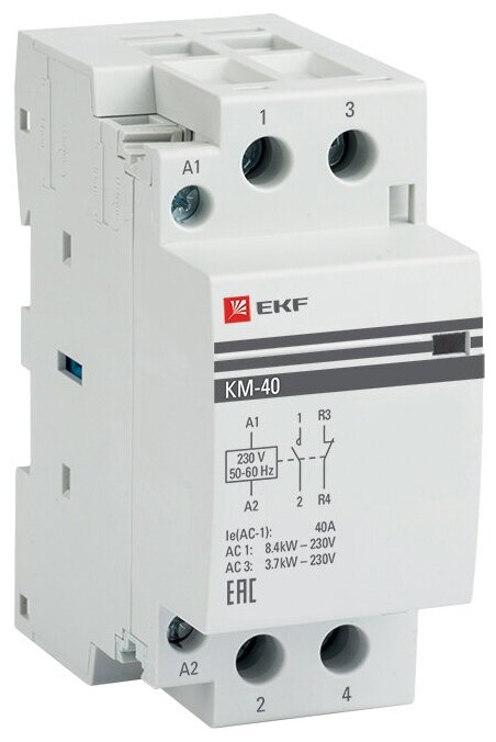 Контактор модульный EKF PROxima КМ (km-2-20-20) 230-240 В 20 А тип AC 2НО