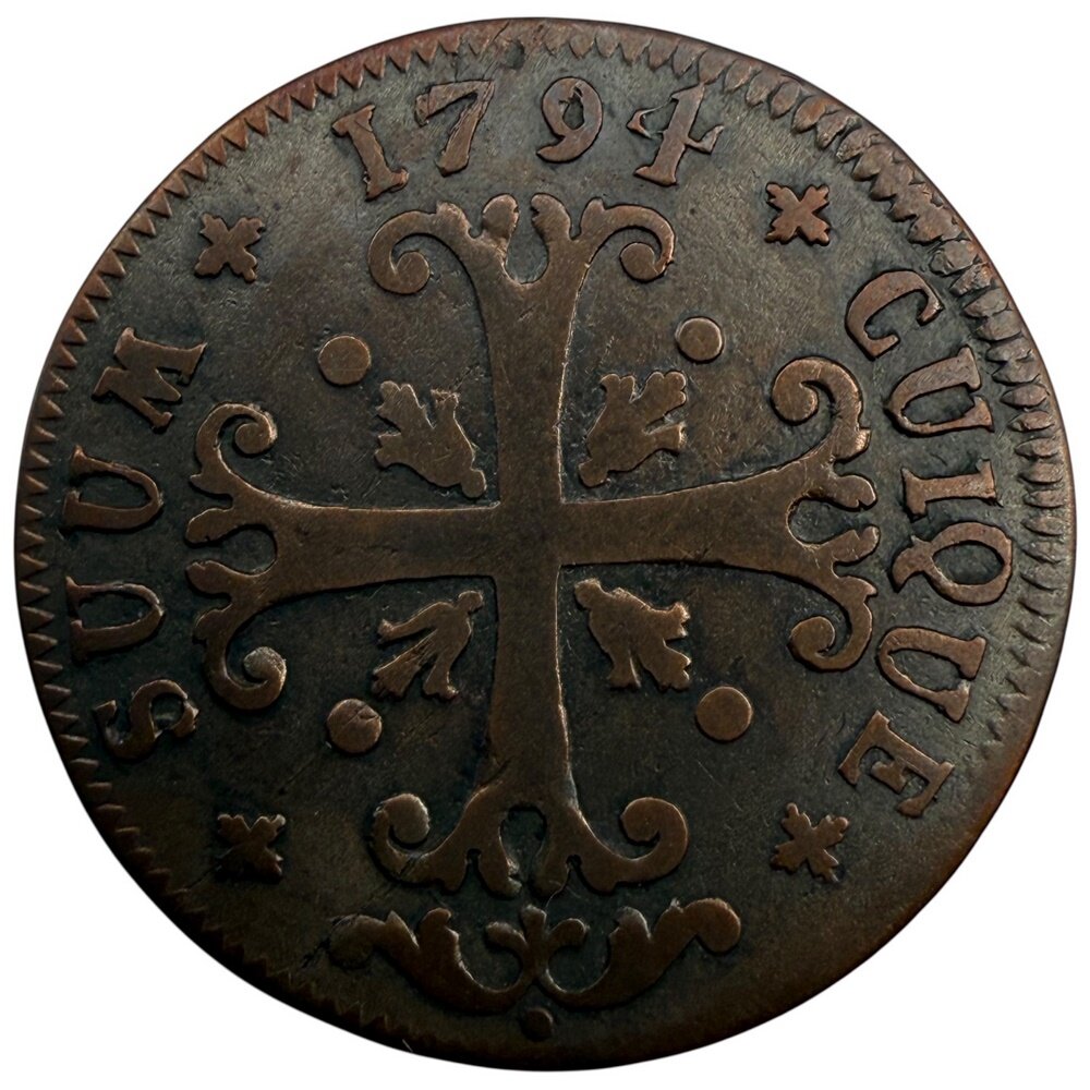 Швейцария, кантон Нёвшатель 1/2 батцена 1794 г.