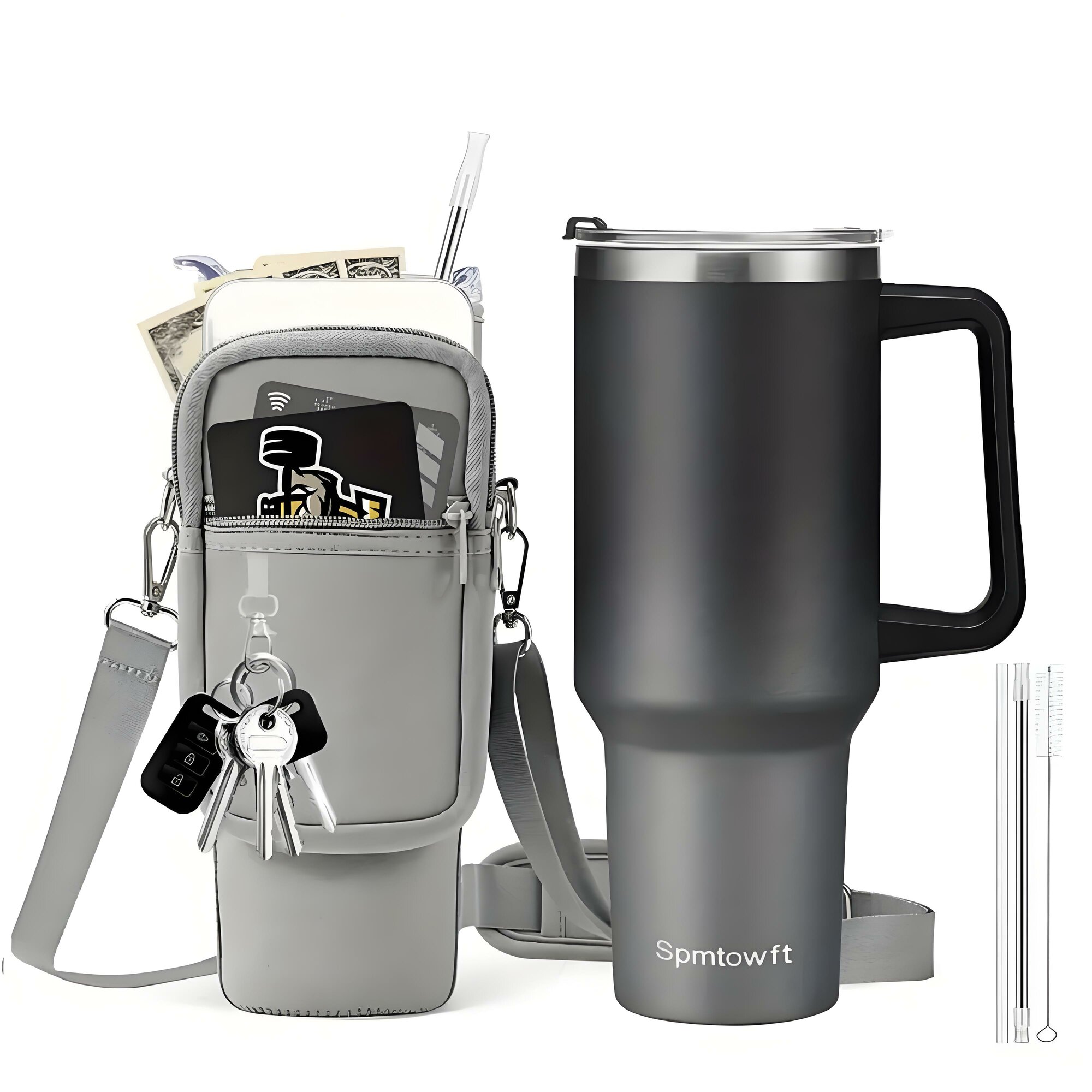 IKEA Термос 40 oz с трубочкой и ручкой, вакуумный, для спортзала/офиса