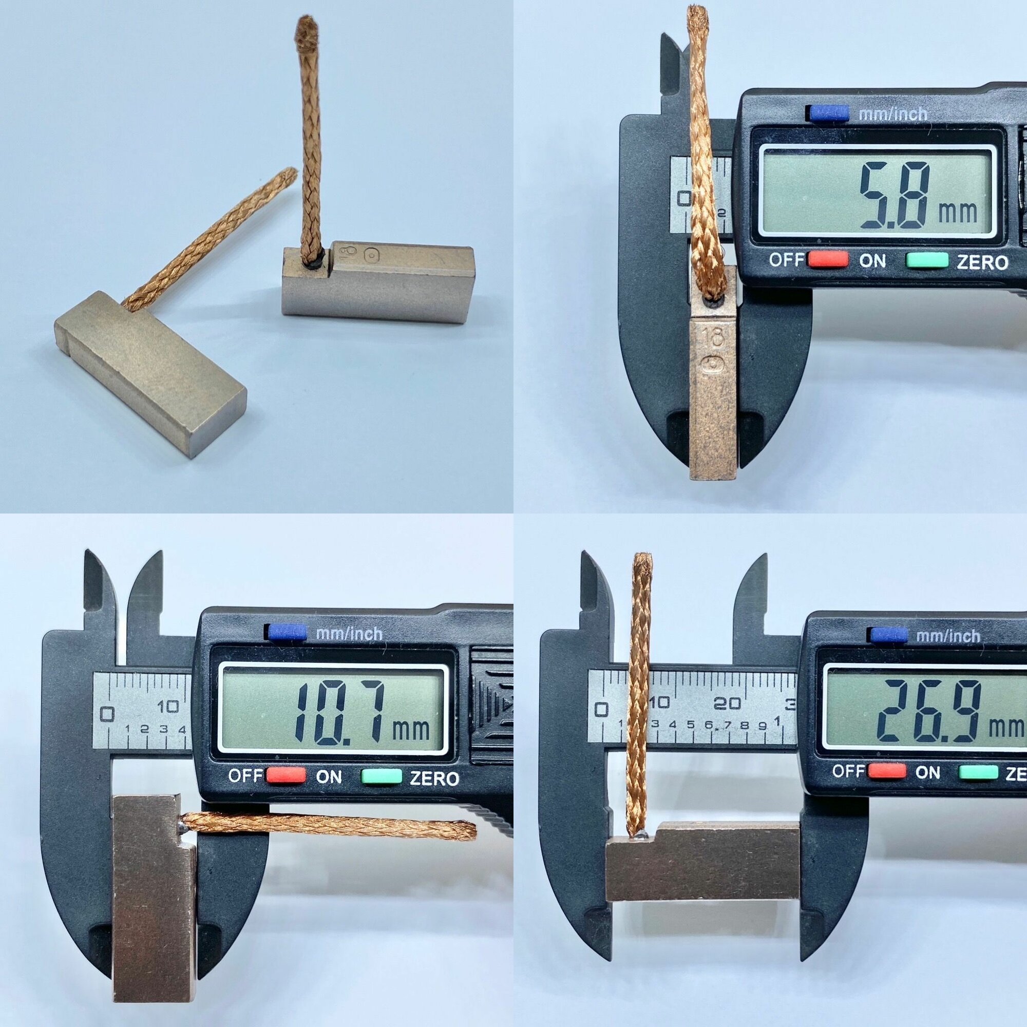 Щетки 6*11*27 меднографитовые для электродвигателя (провод с боку) комплект 2 штуки