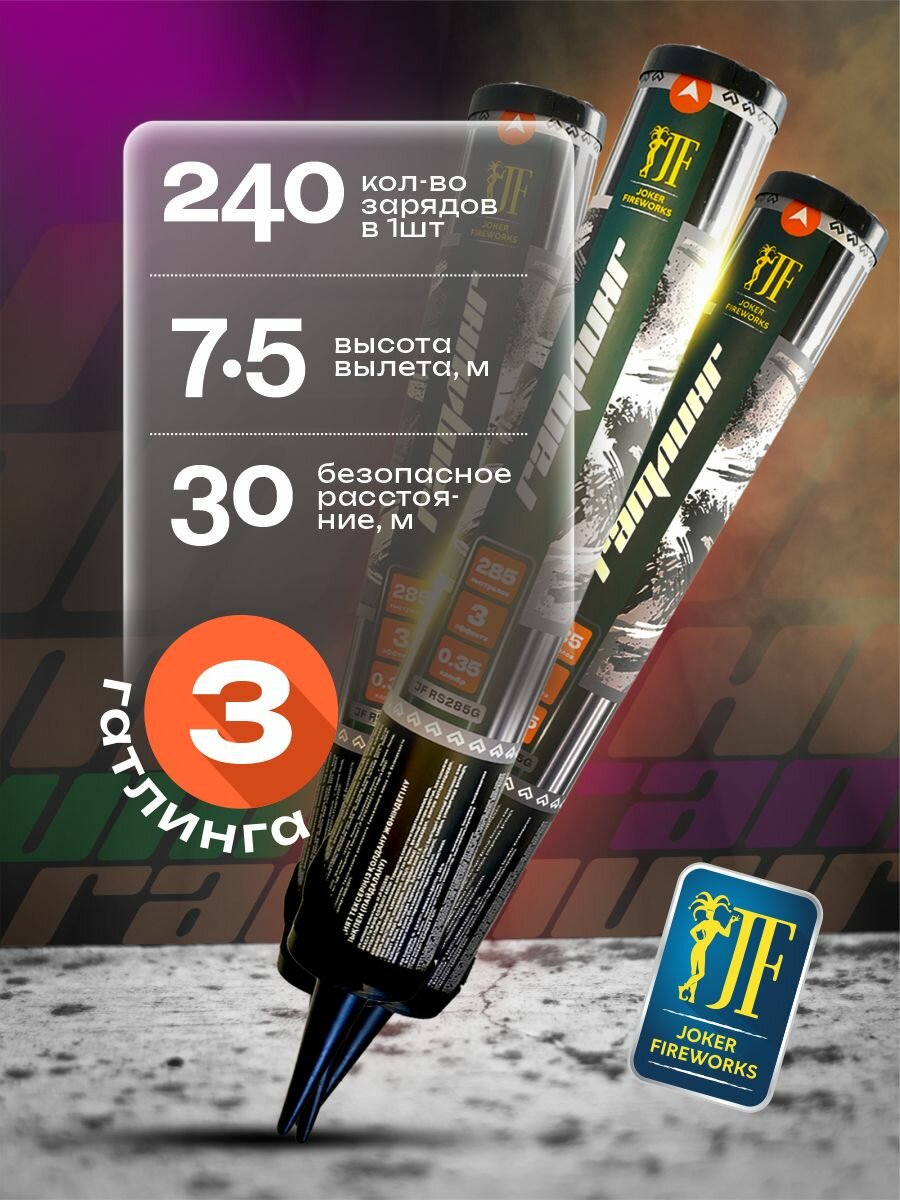 Многоствольная римская свеча "Гатлинг 240" 3 штуки