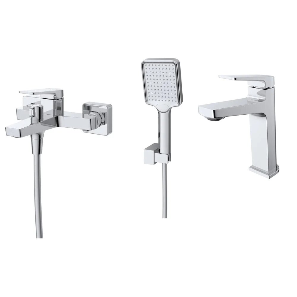 Комплект для ванной BelBagno Ardente VASM/LVM 4 в 1, со смесителем, с изливом, латунный, хром, глянцевый, душевая система