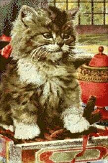 Алмазная живопись Набор алмазной вышивки "Любопытный котенок" АЖ-480 45х65 см полная выкладка