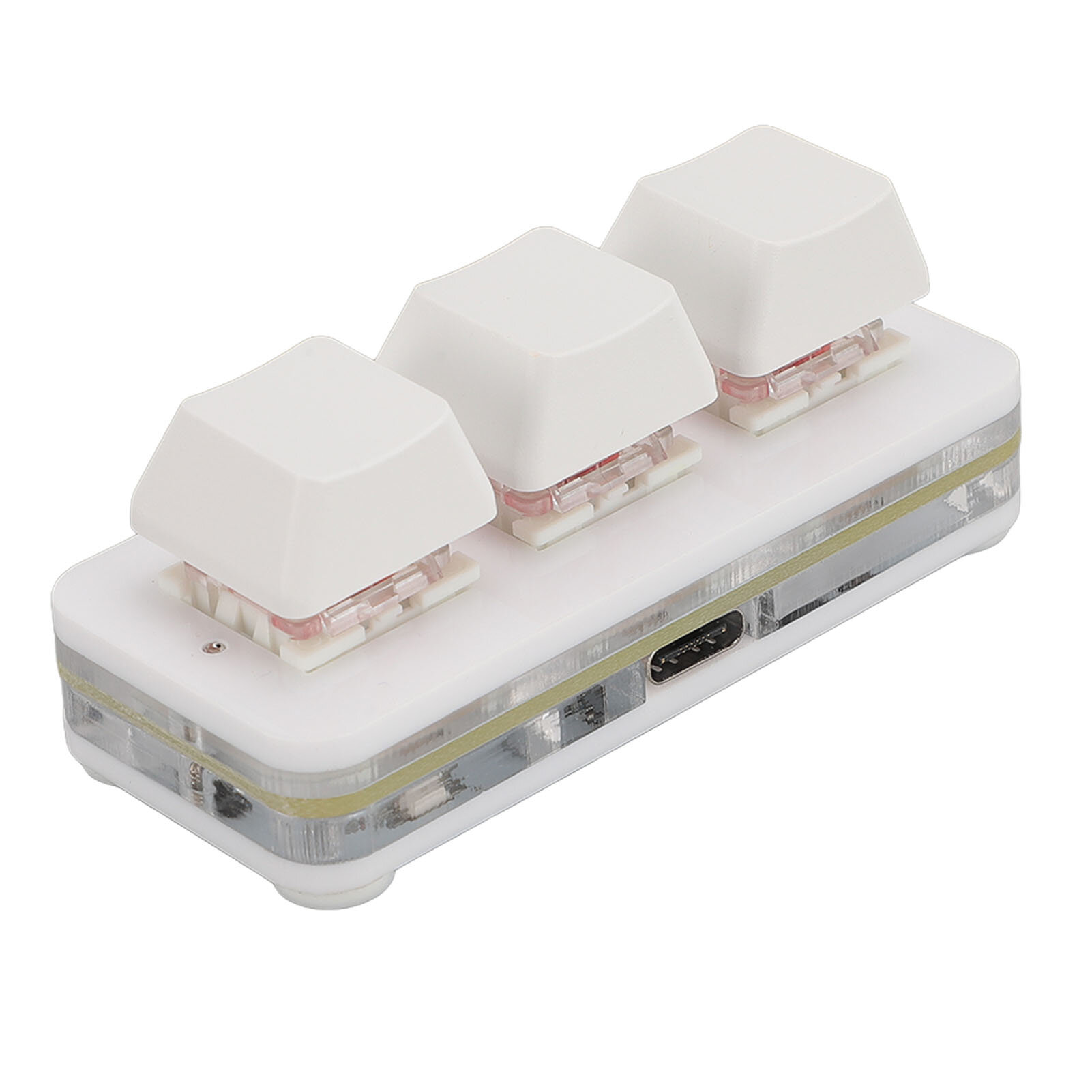 3 Key Keypad USB Mechanical Gaming Keyboard RGB Customized Programmable Keypad with Red Switch for Office Work White, Mechanical Red Switch, Type C Wired, 3 Keys, Acrylic+ABS Material, Customizable Programmable Keyboard for Computers