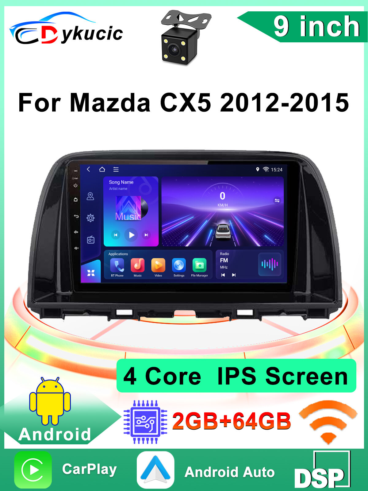Магнитола для Mazda CX5 2012-2015,4 ядерный процессор, Wifi, андроид штатная автомагнитола