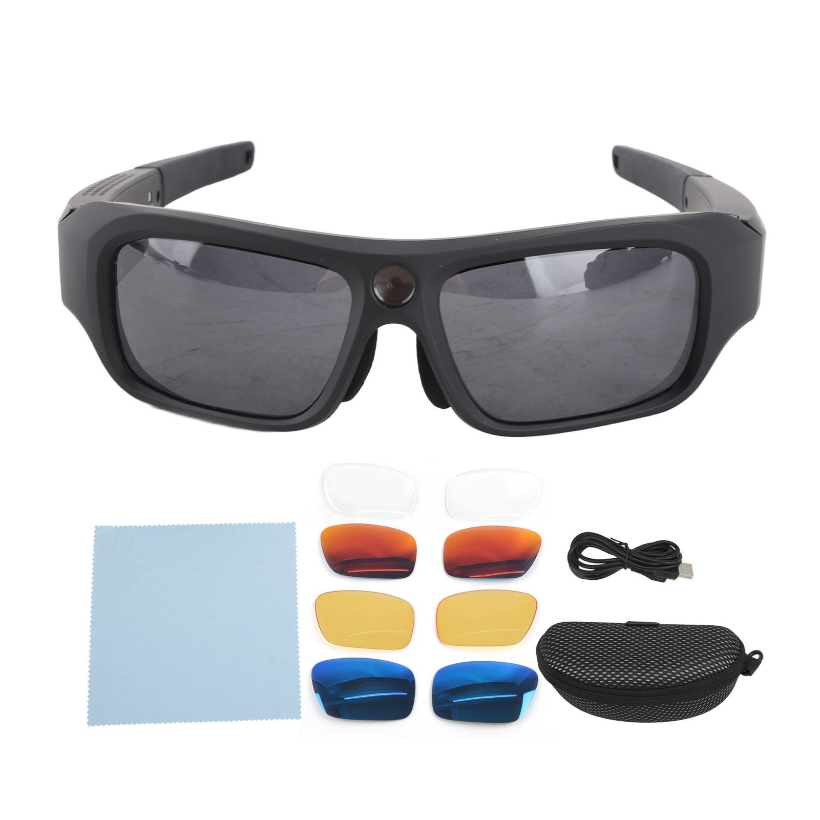 Станки камеры 4K HD Smart Video Recording Солнцезащитные очки с 4 парами линз для пеших прогулок езды на велосипеде
