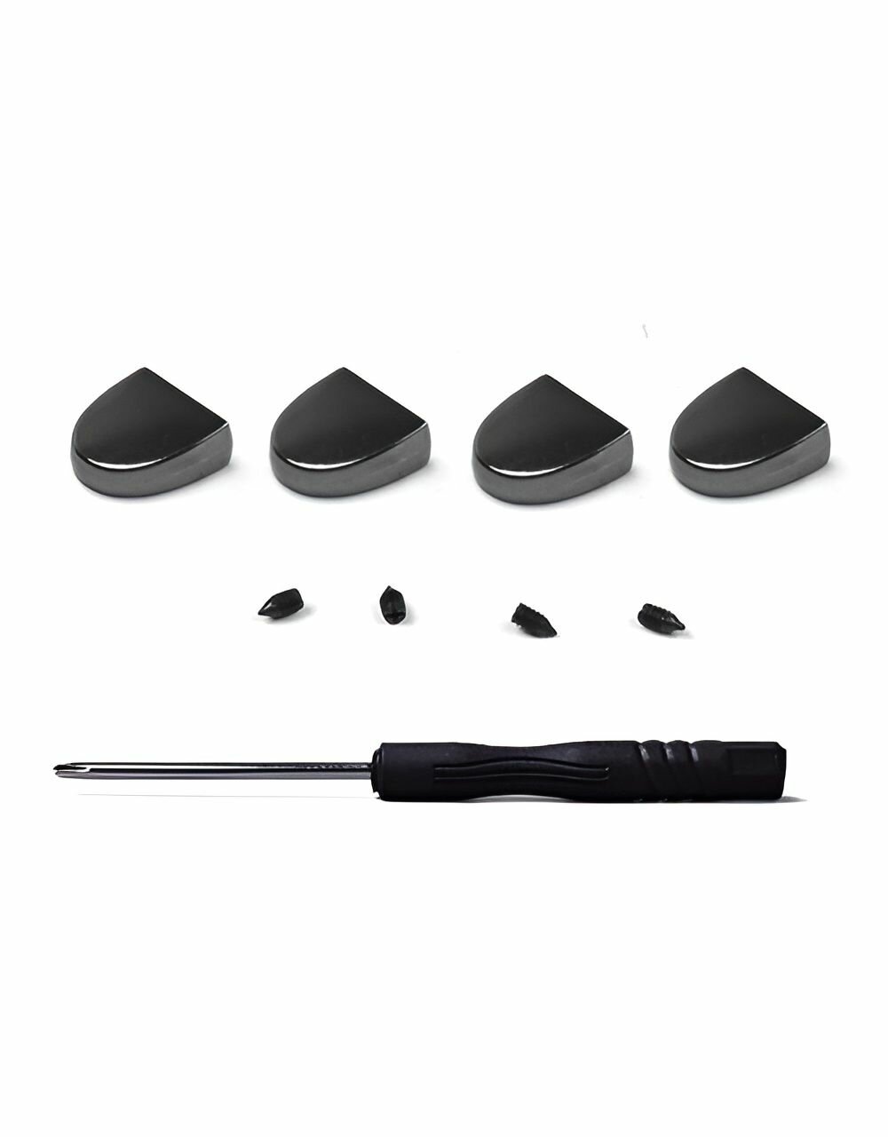 Наконечники для шнурков с винтом - 4 штуки, цвет Чёрный металлик.