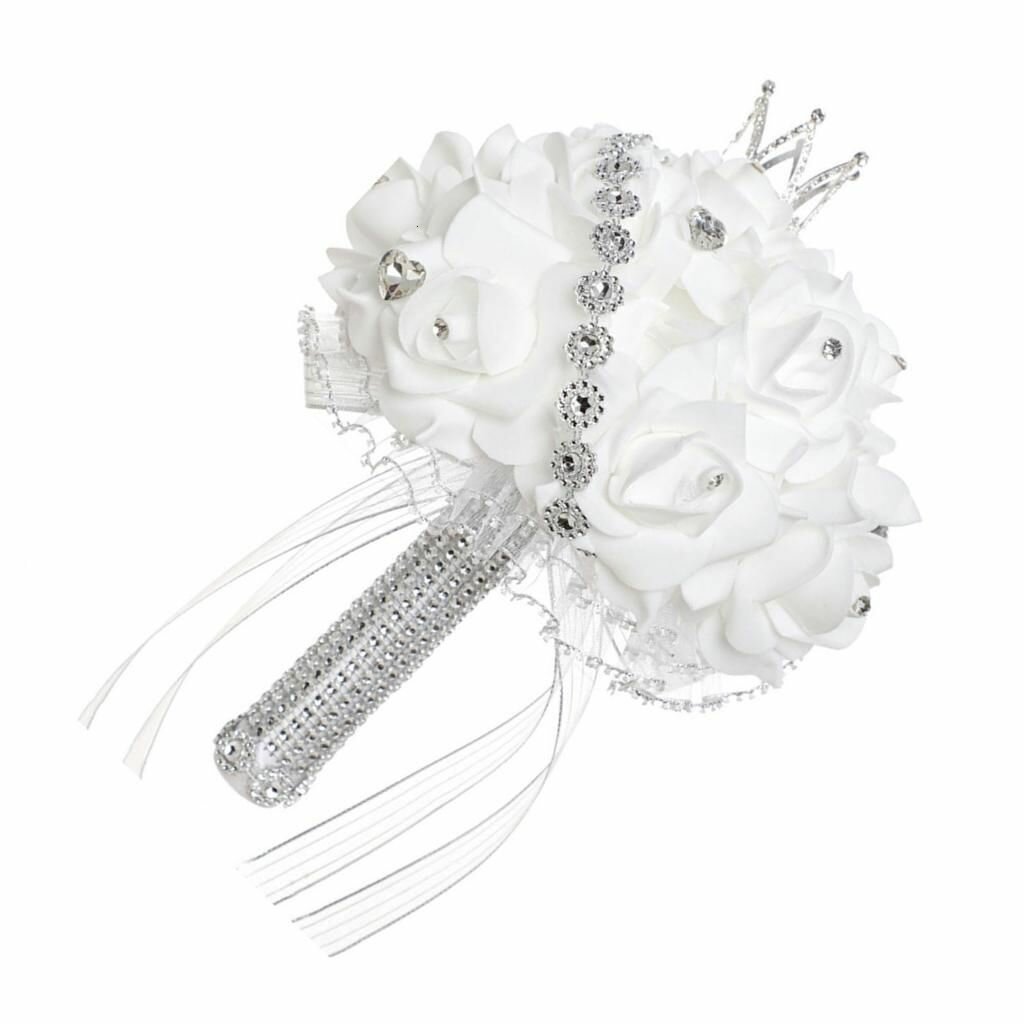 Свадебное украшение невесты - шелковая ткань и бриллиантовая корона -серебро 5781 пробы