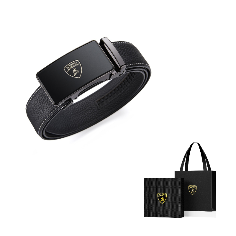 AUTOMOBILI LAMBORGHINI Коровья кожа Элегантность Ремень Мужской 3,5 см Индивидуальная гравировка 120cm