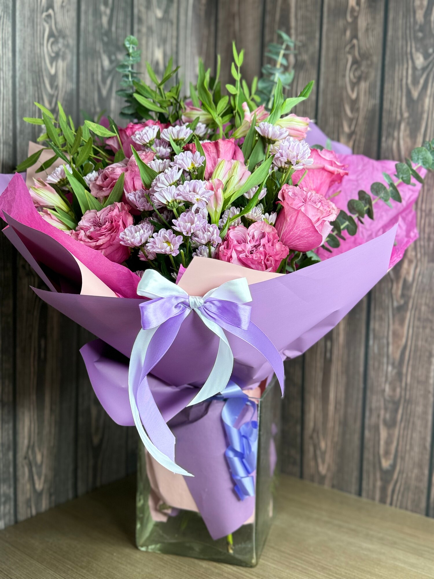 Осенний букет живых цветов с Пионовидной розой, для девушки, для мамы, для любимой на любой повод