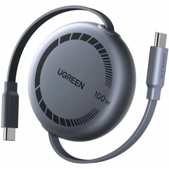 Кабель Ugreen L531 USB-C - USB-C, выдвижной, 100Вт, 1м, серый (65905)
