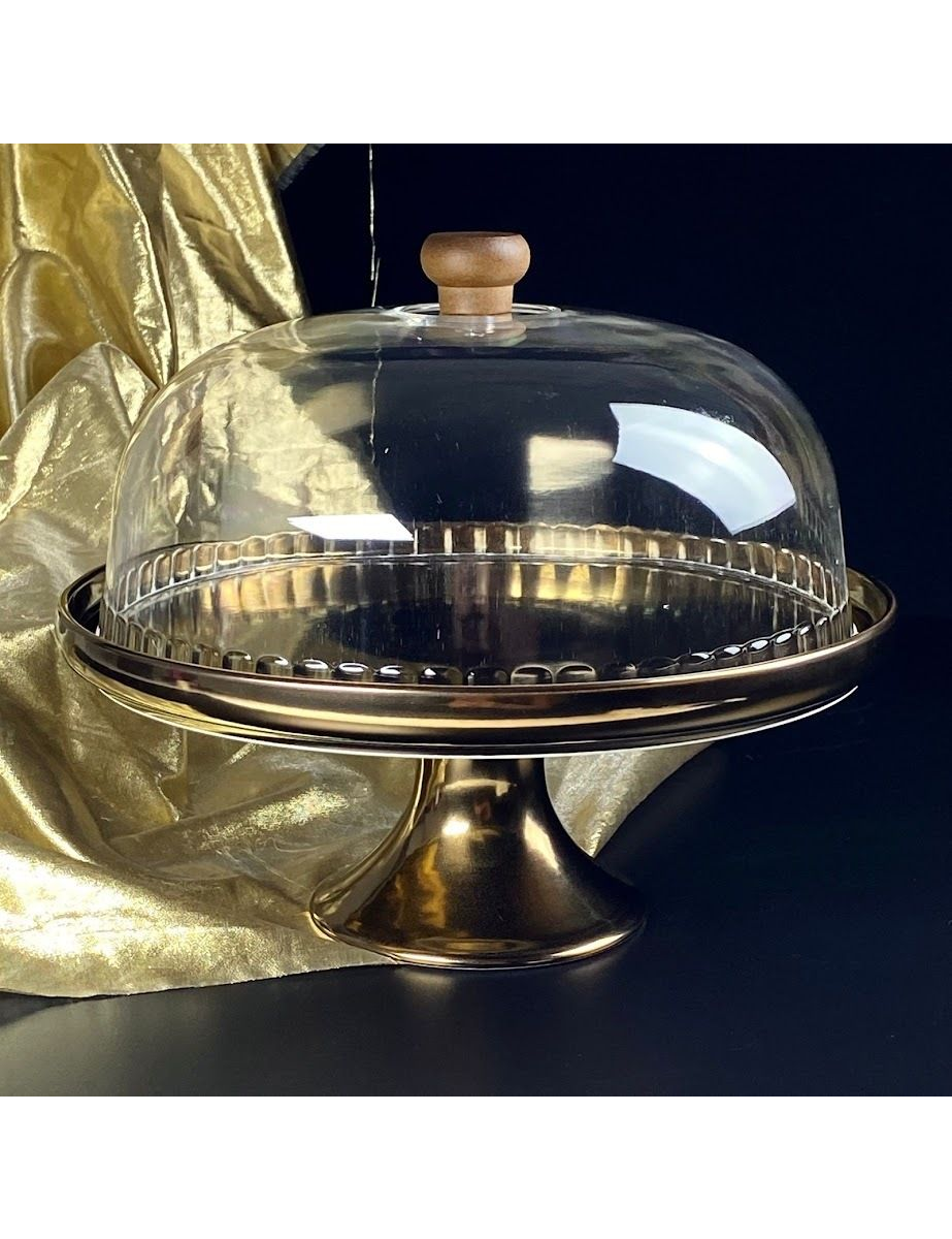 Тортовница 28см на ножке с крышкой винтаж