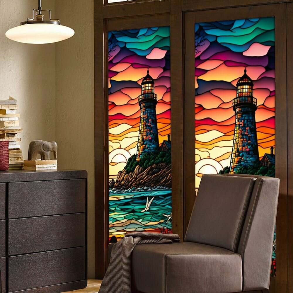 Витражная пленка на окно 45 100 см, декоративная статическая наклейка без клея, цветные птицы и цветы, съемная защита от солнца и взглядов, ПВХ пленка для стекла