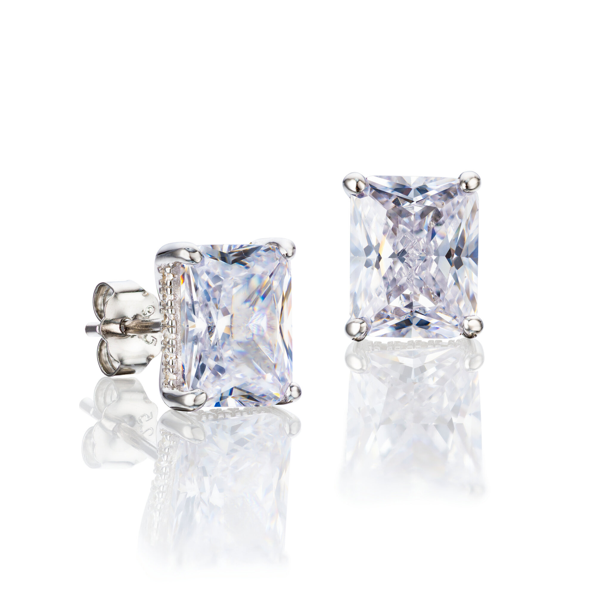 Серьги пусеты MENDEL, серебро, 925 проба, циркон