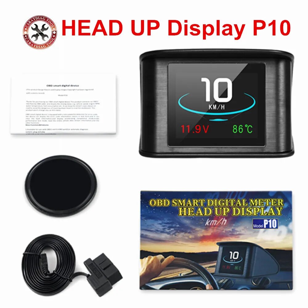 P10 Встроенный компьютер для автомобильной поездки Автомобильный цифровой OBD2 OBD Дисплей компьютера для вождения Спидометр Датчик температуры Hud Mileage