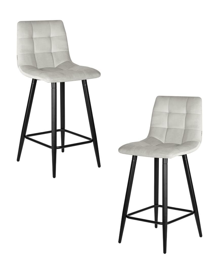 Стул полубарный DOBRIN Набор 2 шт Стул полубарный DOBRIN OLIVIA, черные матовые ножки, светло-серый велюр (108-52) арт. LML-8078-1-N_B-M_V-108-52