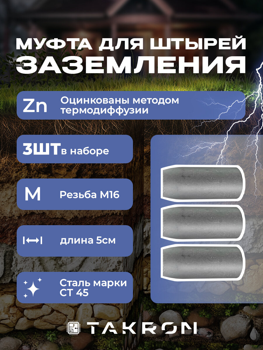 Муфта соединительная оцинкованная набор 3 штуки