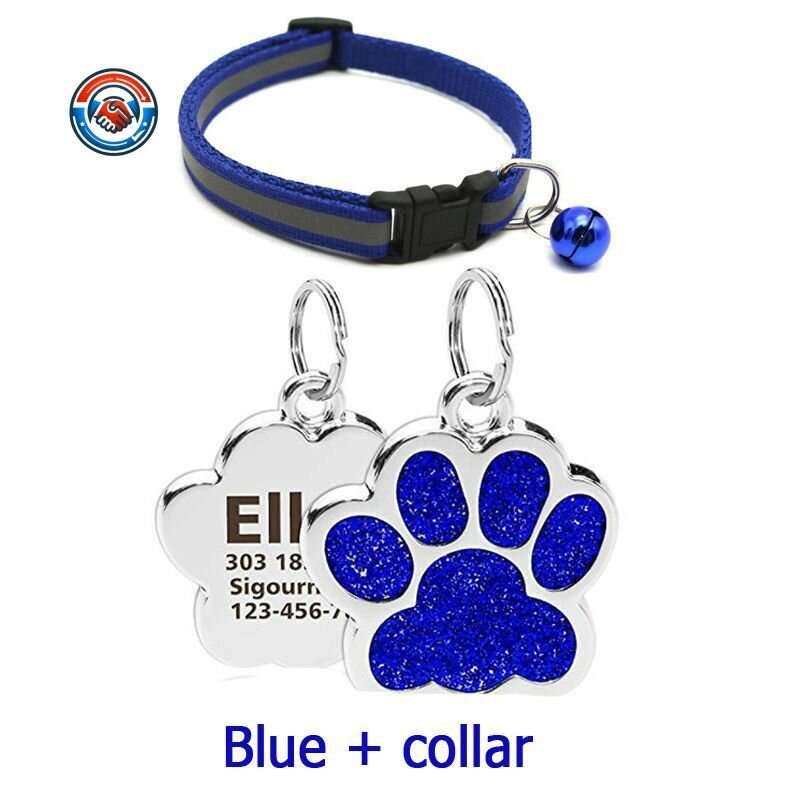 Адресник для собаки и кошки с гравировкой имени и даты рождения — металлическая бирка на ошейник и выбор цвета
