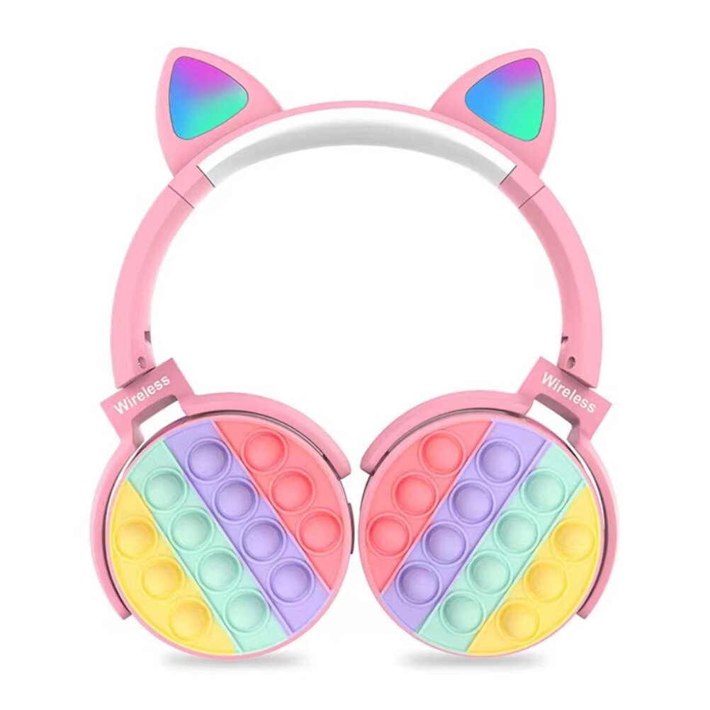 Беспроводные наушники CT-950 с подсветкой, ушки кошки, Bluetooth, стерео, с эффектом пузырьков, идеальный подарок