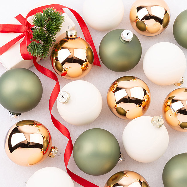 Елочные шары Holiday Rosemary 8 см, 16 шт, стекло, Winter Deco, 1001267