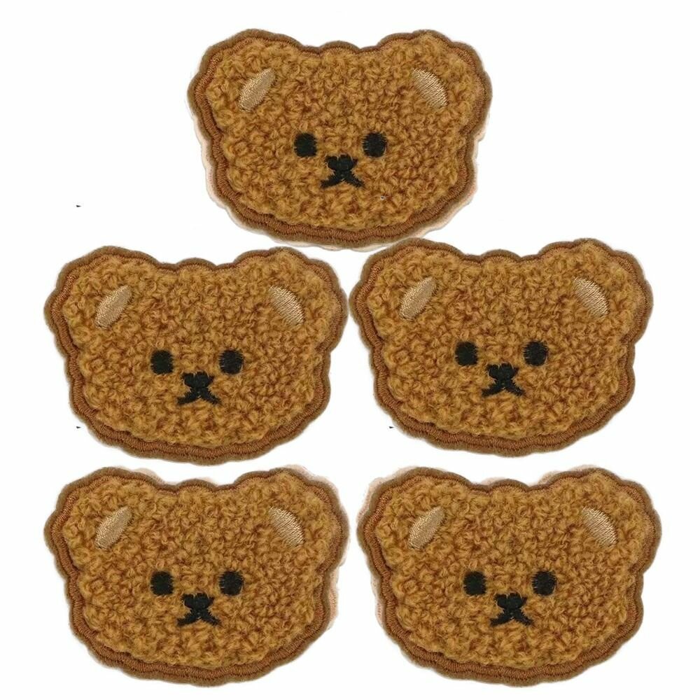 Плюшевые аппликации мишки для одежды, набор 5 шт, мягкие декоративные патчи для джинсовки, рюкзака, детской куртки, милый стильный аксессуар для творчества и обновления гардероба