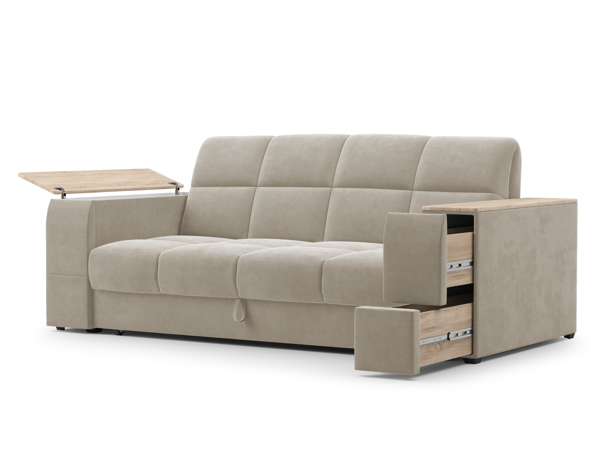 Диван-кровать Флай, аккордеон, подлокотники короб+ящики, 160*200 с ортопедическим основанием, съемный чехол, велюр.