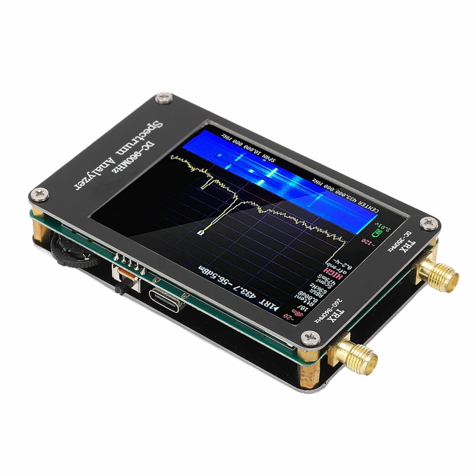 Portable Spectrum Analyzer MF HF VHF UHF с сенсорным экраном 2.8 дюйма, 4 режима, высокая точность до 350МГц