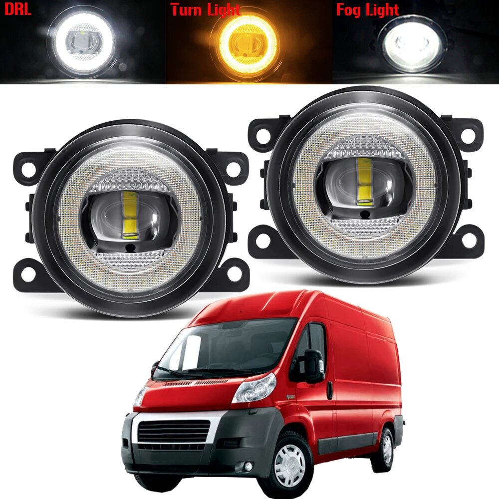 Автомобильные светодиодные противотуманные фары 3 в 1, в сборе для Fiat Ducato 250-290 2014-2020, противотуманные фары «ангельские глазки», дневные ходовые огни DRL 30 Вт 12 В