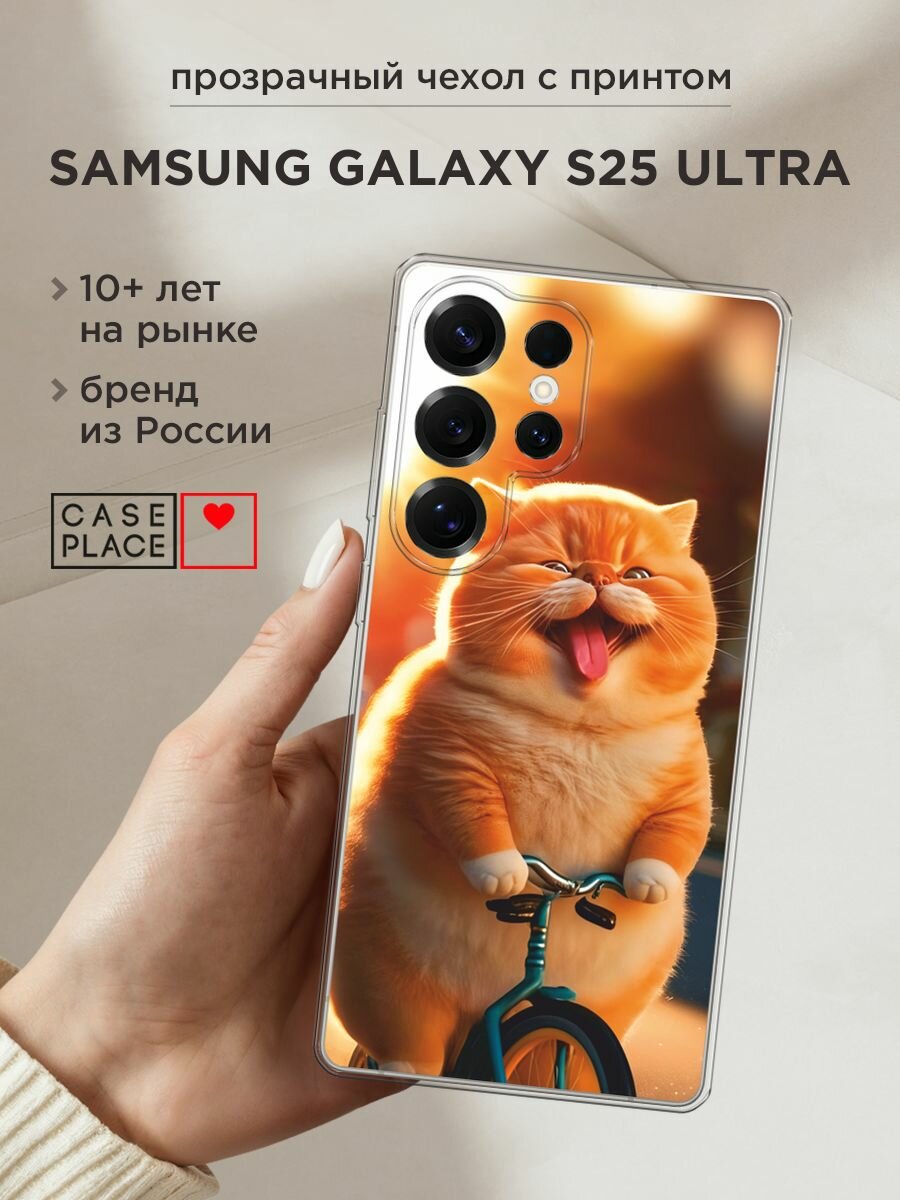 Чехол на Samsung Galaxy S25 Ultra / Самсунг S25 Ультра с принтом "Кот на велике"