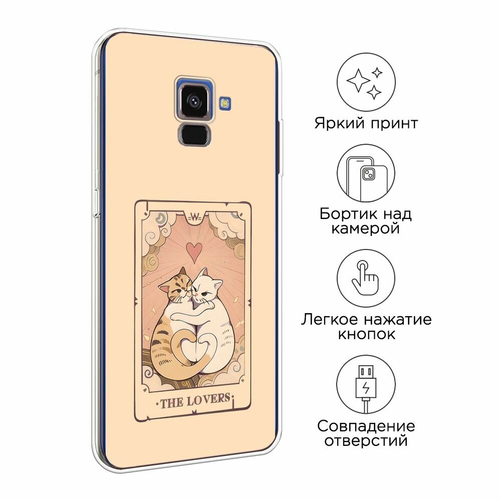 Чехол на Samsung Galaxy A8 2018 / Самсунг Галакси А8 2018 с принтом "The lovers cats 1 - 14 февраля" — фото 1