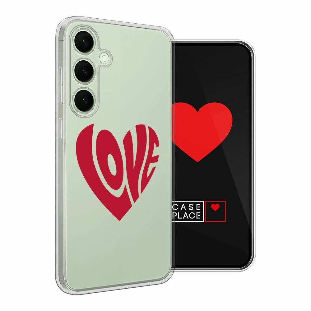 Чехол на Samsung Galaxy S25 Plus / Самсунг S25 Плюс с принтом "Love heart 2 - 14 февраля", прозрачный — фото 1