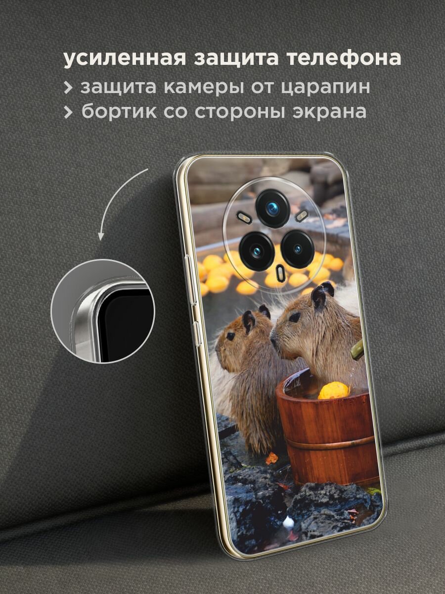 Чехол на Realme 14 Pro+ / Реалми 14 Про+ с принтом "Капибары отмокают" — фото 1