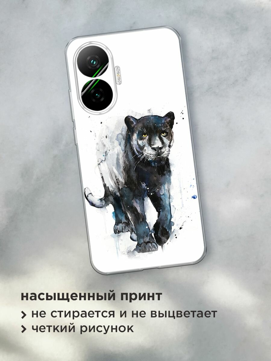 Силиконовый чехол на Poco F7 / Поко F7 с принтом "Пантера арт 3" — фото 1