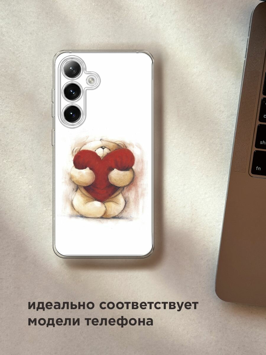 Чехол на Samsung Galaxy S24 / Самсунг S24 с принтом "Мишка с сердцем 1" — фото 1