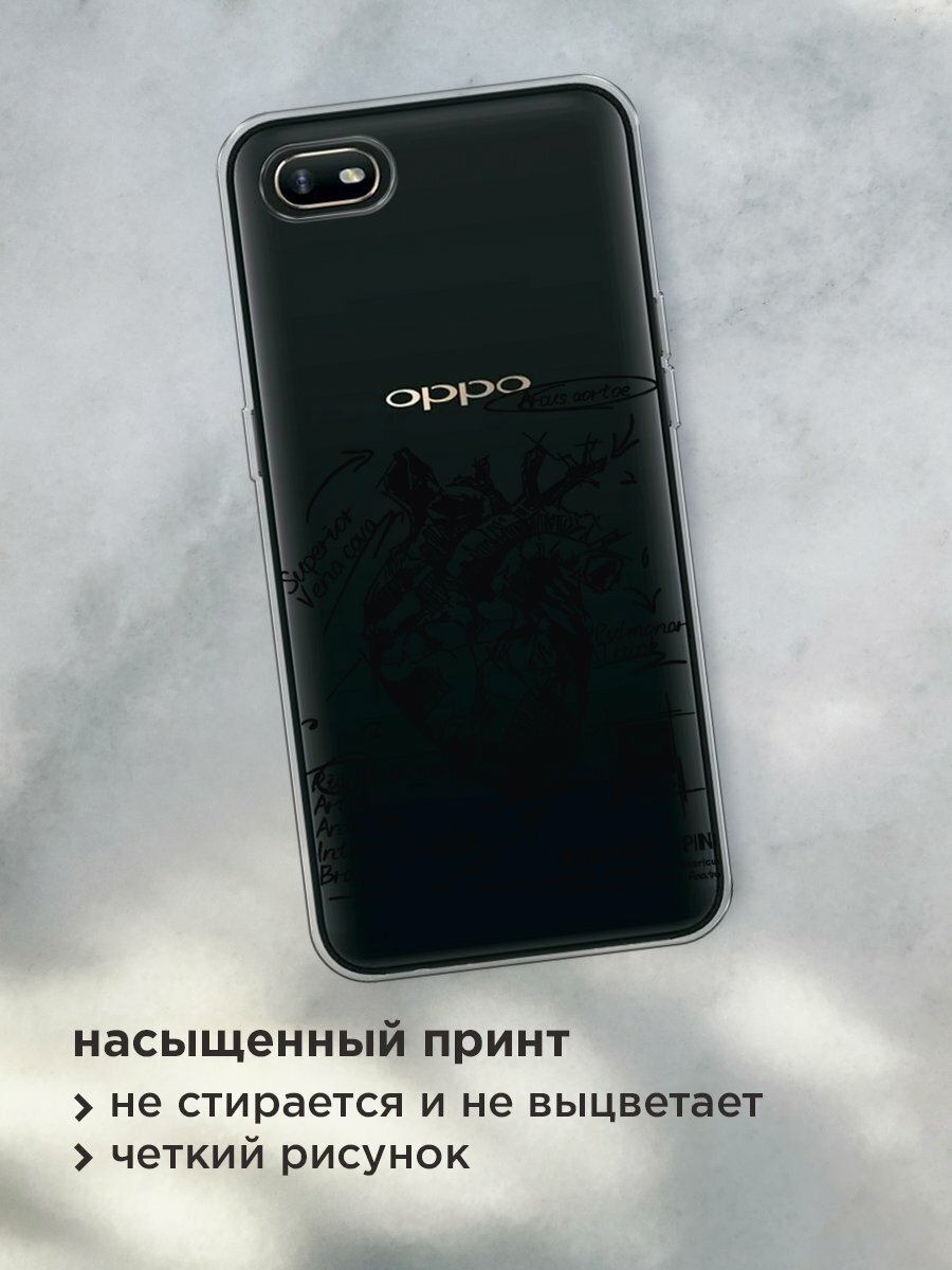 Чехол на Oppo A1k / Оппо А1к с принтом "Анатомическое сердце 2", прозрачный — фото 1