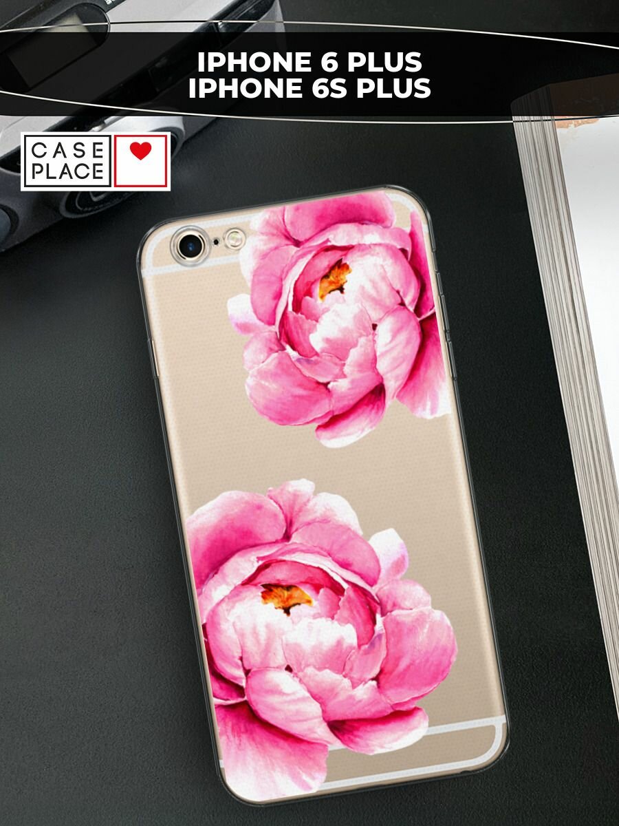 Чехол на Apple iPhone 6 Plus/6S Plus / Айфон 6 Плюс/Айфон 6С Плюс с принтом "Open peonies", прозрачный