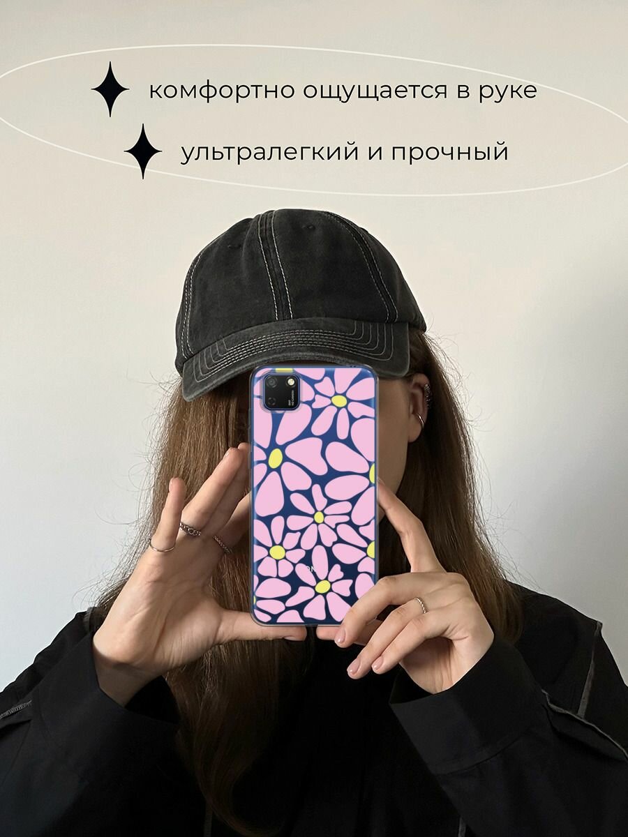 Чехол на Honor 9S/Huawei Y5p / Хонор 9S/Хуавей Y5p с принтом "Розовые лепестки 2", прозрачный — фото 1