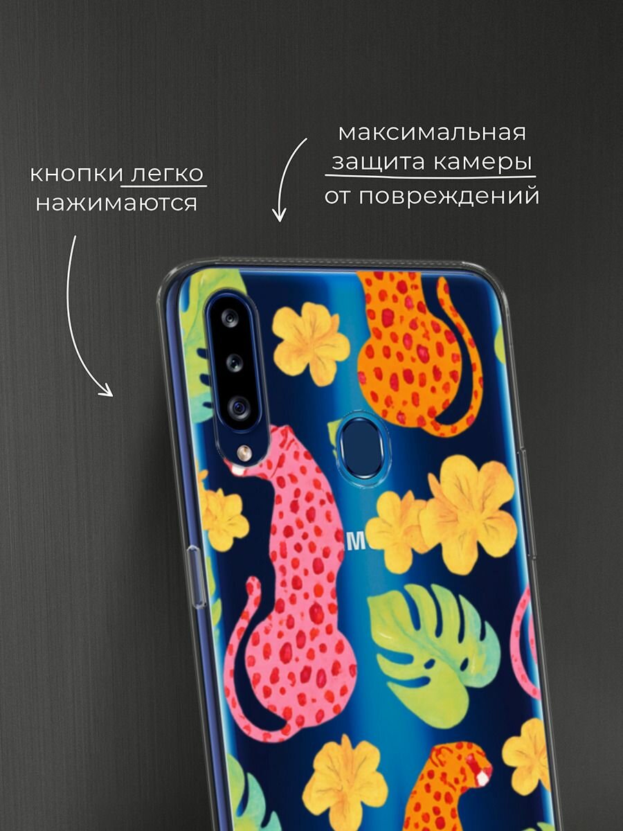 Чехол на Samsung Galaxy A20s / Самсунг Галакси A20s с принтом "Экзотика", прозрачный — фото 1