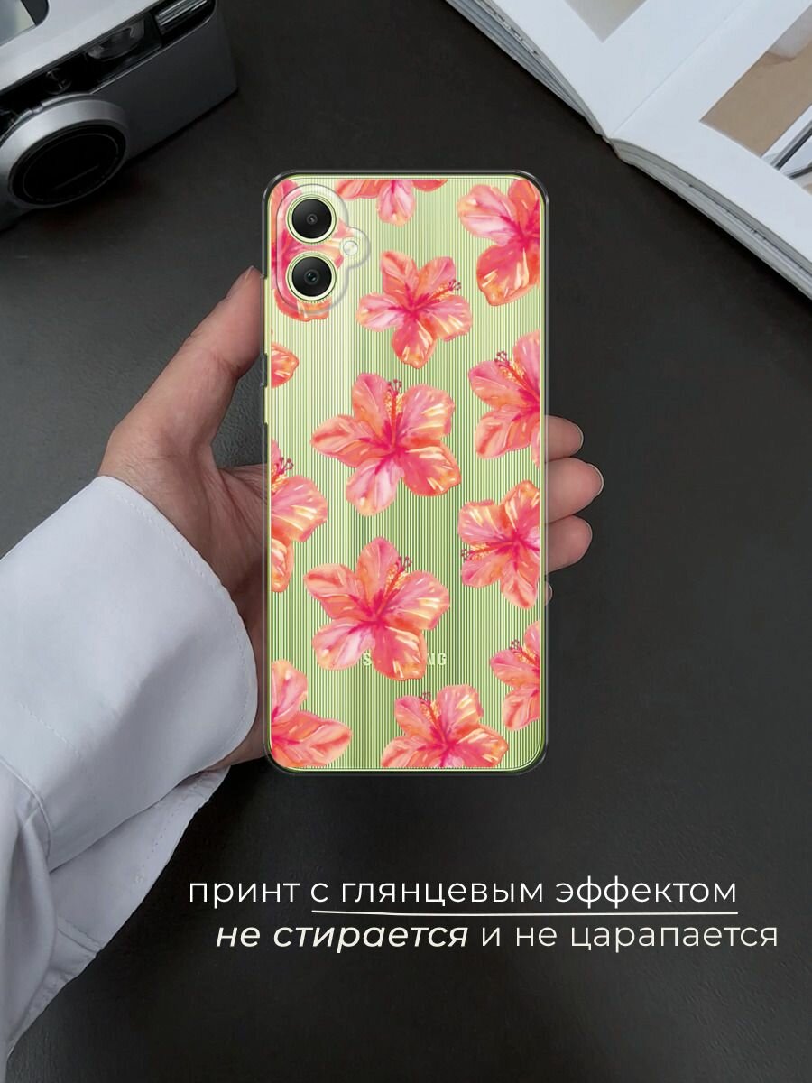 Чехол на Samsung Galaxy A05 / Самсунг Галакси A05 с принтом "Pink flowers" — фото 1
