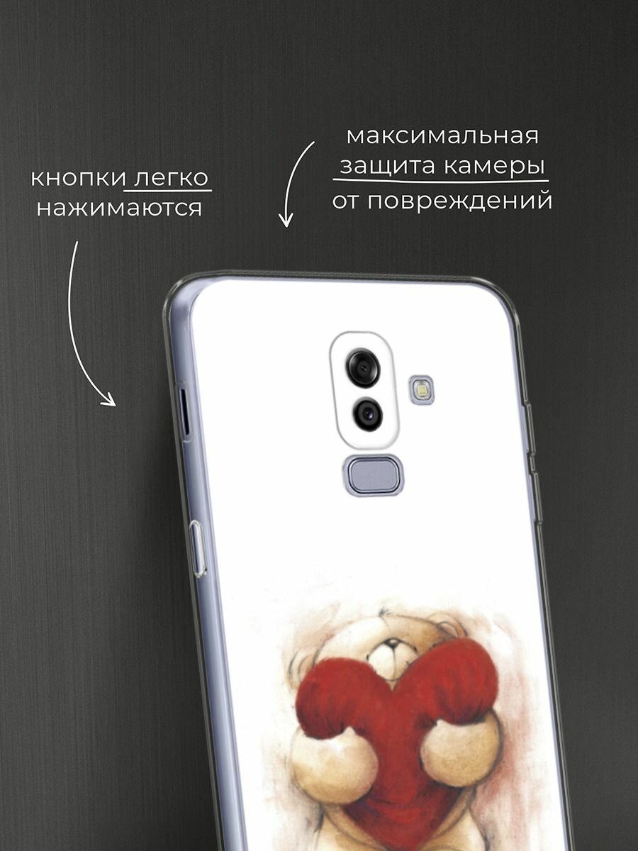 Чехол на Samsung Galaxy J8 / Самсунг Галакси Джей 8 с принтом "Мишка с сердцем 1" — фото 1