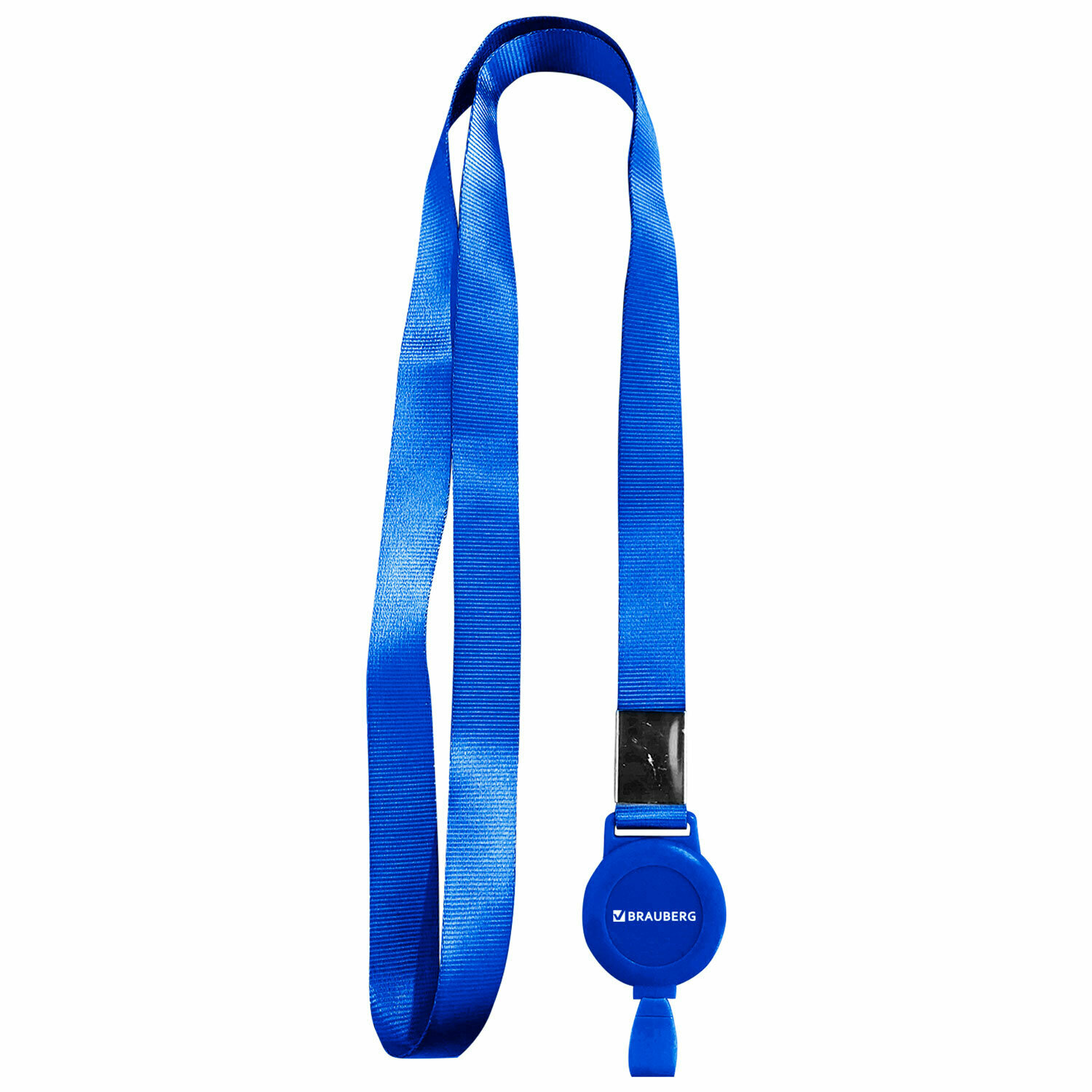 Держатель-рулетка для бейджей Brauberg 70 см, с лентой 45 см, синий, Extra
