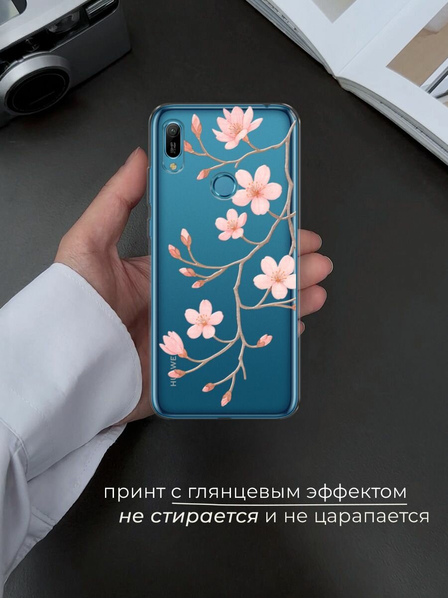 Чехол на Honor 8A/8A Pro/Huawei Y6s/Y6 2019 / Хонор 8А с принтом "Веточка распускающейся сакуры 2" — фото 1