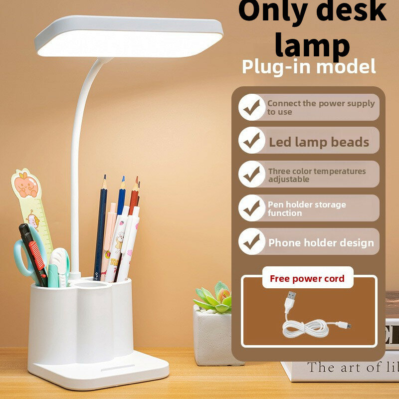 Student desk lamp with touch control and led night light for reading and study room