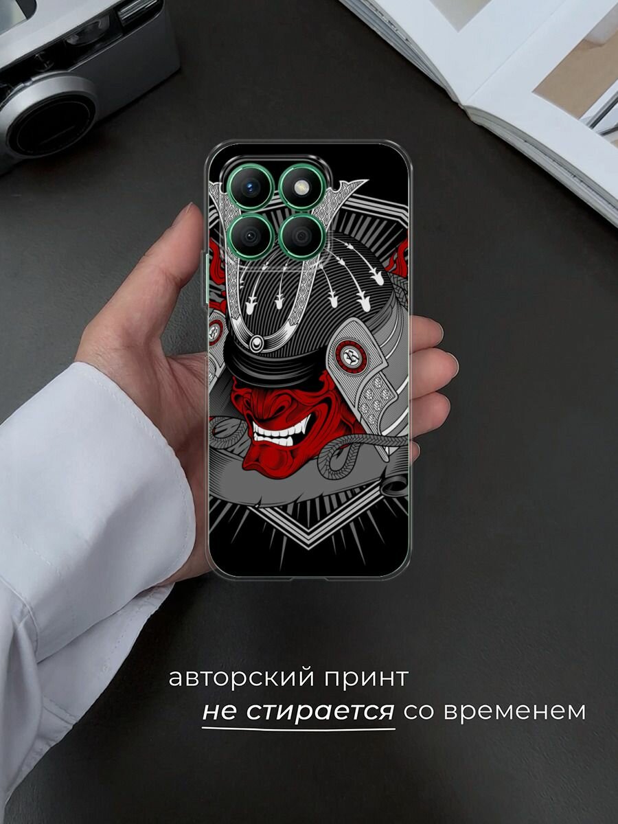 Чехол на Honor X8B / Хонор X8B с принтом "Красная маска самурая" — фото 1