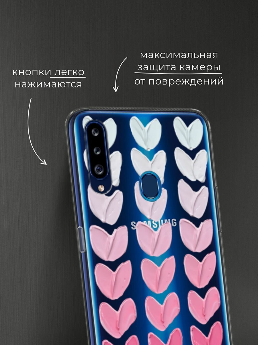 Чехол на Samsung Galaxy A20s / Самсунг Галакси A20s с принтом "Градиент из сердечек" — фото 1