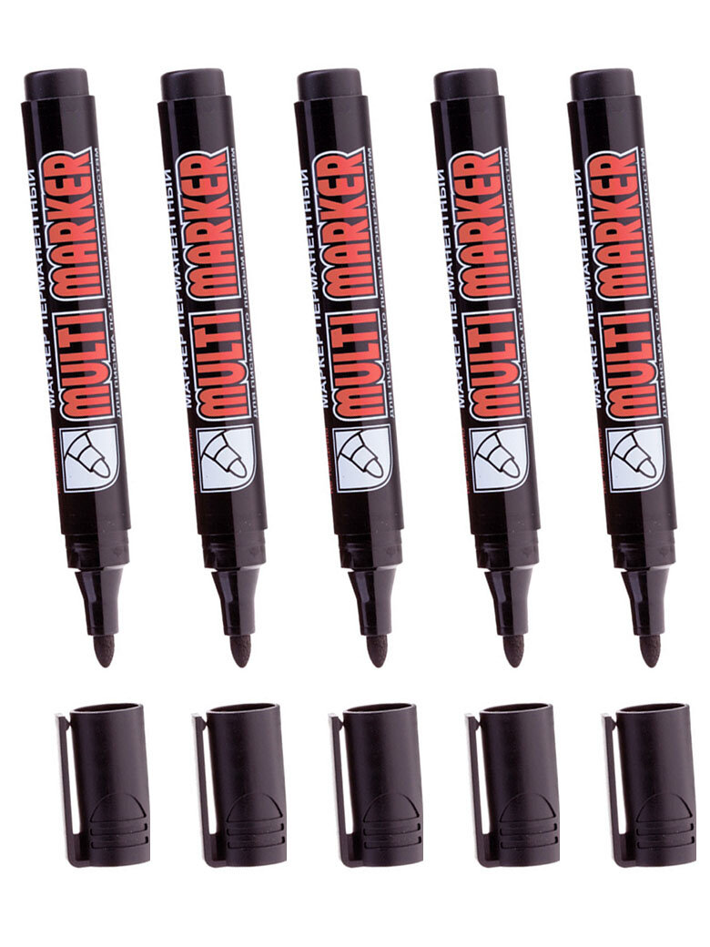 Маркер перманентный Crown Multi Marker черный грифель 3 мм (5 шт.)