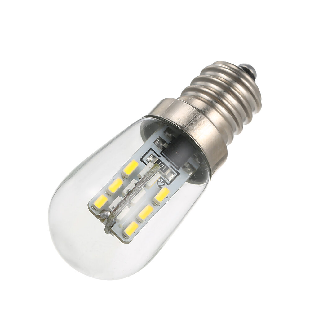 Лампа для холодильника LED Mini AC110V/220V, основа E12, патрон SMD3014, 24 штуки светодиодов, белый (5500-6500K)/теплый белый (2800-3500K), мощность 1.5Вт, поток 150лм, материал стекло, размер 5*2см, вес 5г, в комплект входит 1 штука лампы