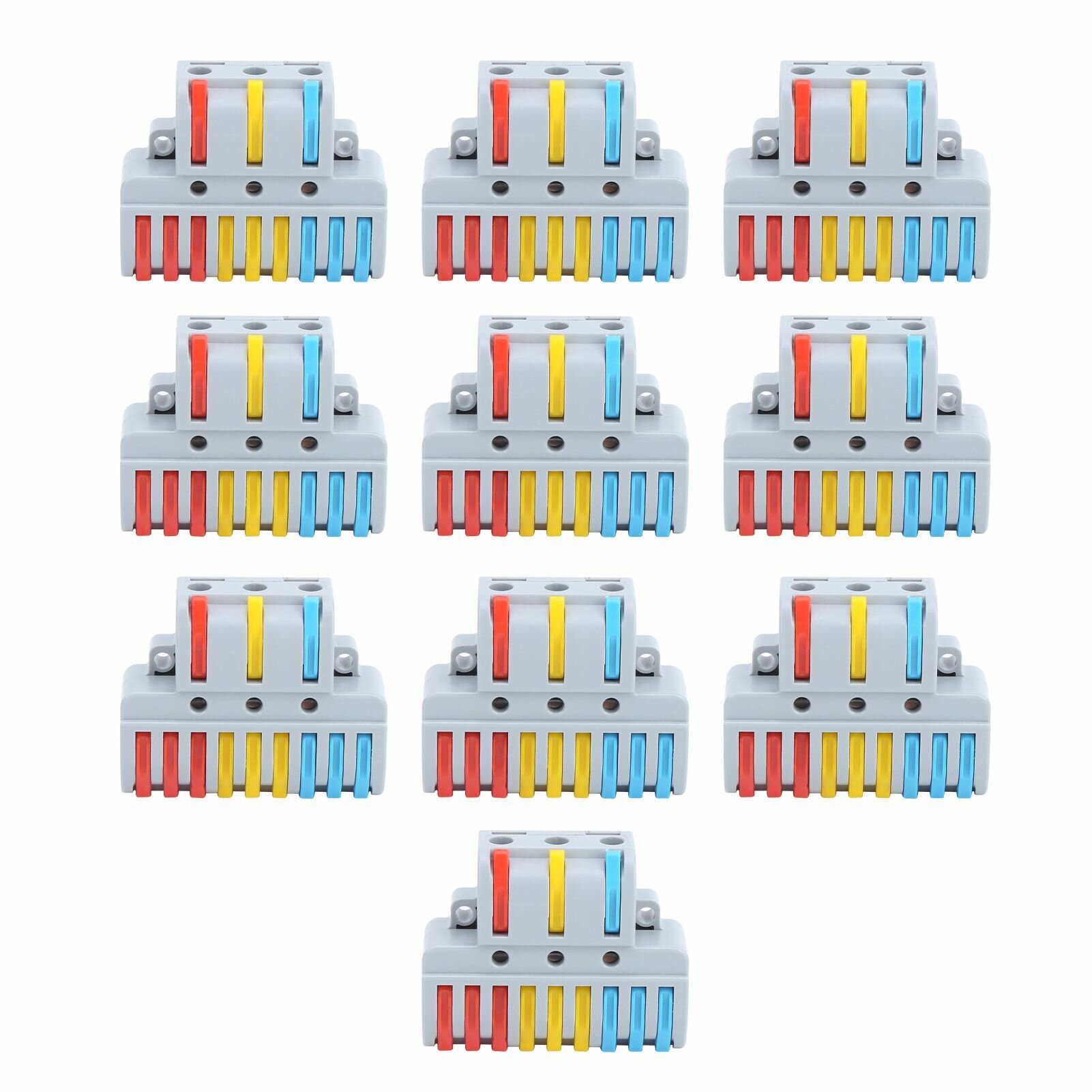 10 шт. зажимные клеммы для блока проводов, электрические разъемы для быстрого подключения 3-в-9-выходов LT-933