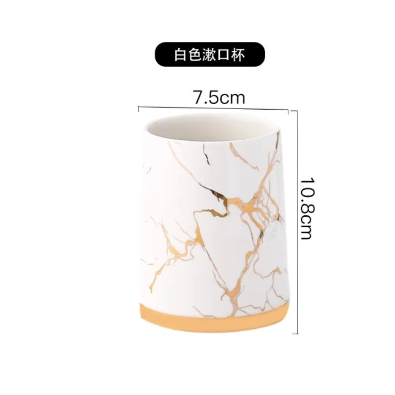 Керамический набор туалетных принадлежностей, имитация мрамора White A